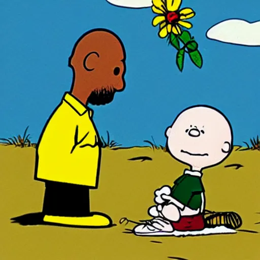 african american charlie brown playing with snoopy by | Stable Diffusion