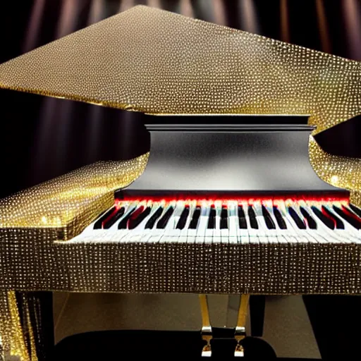 epic stage photo of a grand piano made of diamonds | Stable Diffusion ...