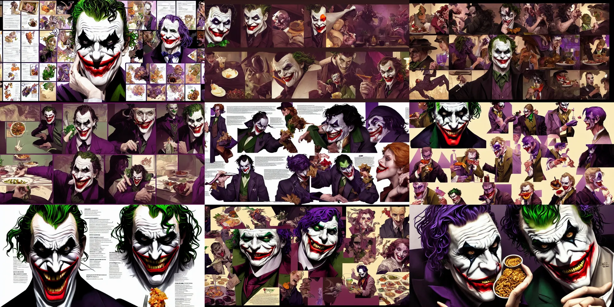 the joker eating dinner, character sheet, character | Stable Diffusion ...