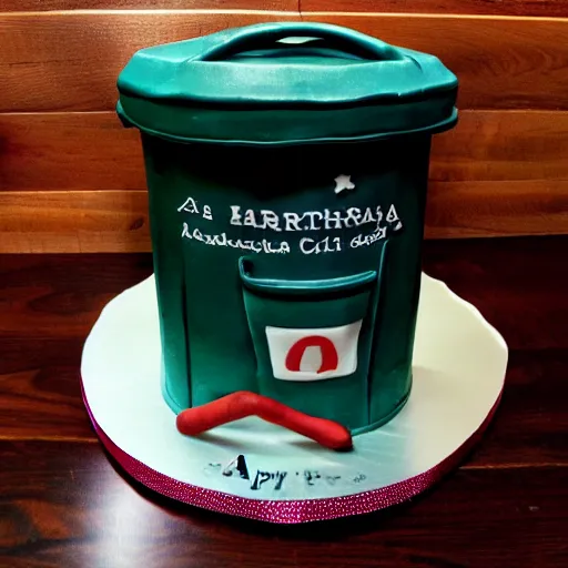 a birthday cake that looks like a garbage can, cake | Stable Diffusion