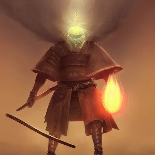 Giant beastly Samurai with an egg growing from his | Stable Diffusion