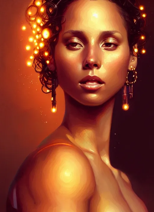 portrait of alicia keys, intricate, elegant, glowing | Stable Diffusion