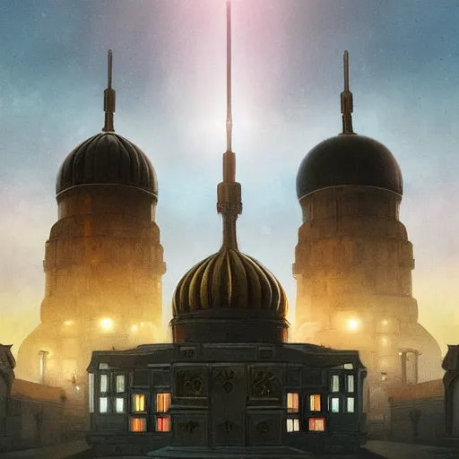 imperial russian cyberpunk citadel, black domes and | Stable Diffusion ...