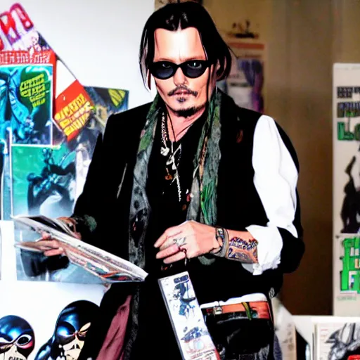 johnny depp reading a cyberfrog comic book | Stable Diffusion | OpenArt