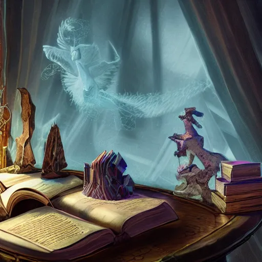 detailed painting of a magical book open on a table | Stable Diffusion ...