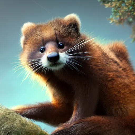 long shot of a cute fluffy furry marten who's left | Stable Diffusion ...
