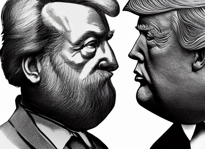 Donald Trump on the left and Karl Marx on the right, | Stable Diffusion ...