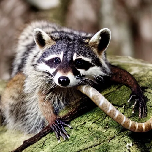 photo of a hybrid between a snake and a raccoon | Stable Diffusion
