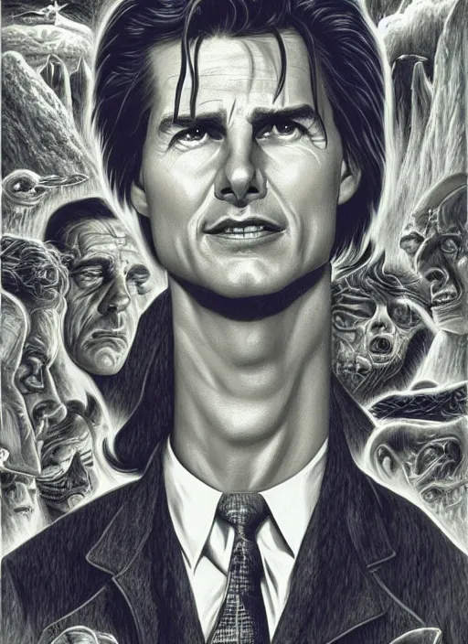 innocent tom cruise, evil beings loom above him, their | Stable ...