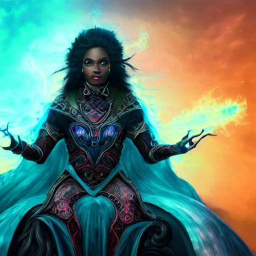 photo of black female elden ring mage sitting on fiery | Stable ...