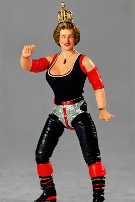 queen elizabeth ii as a 1 9 8 0 s wrestling action | Stable Diffusion ...