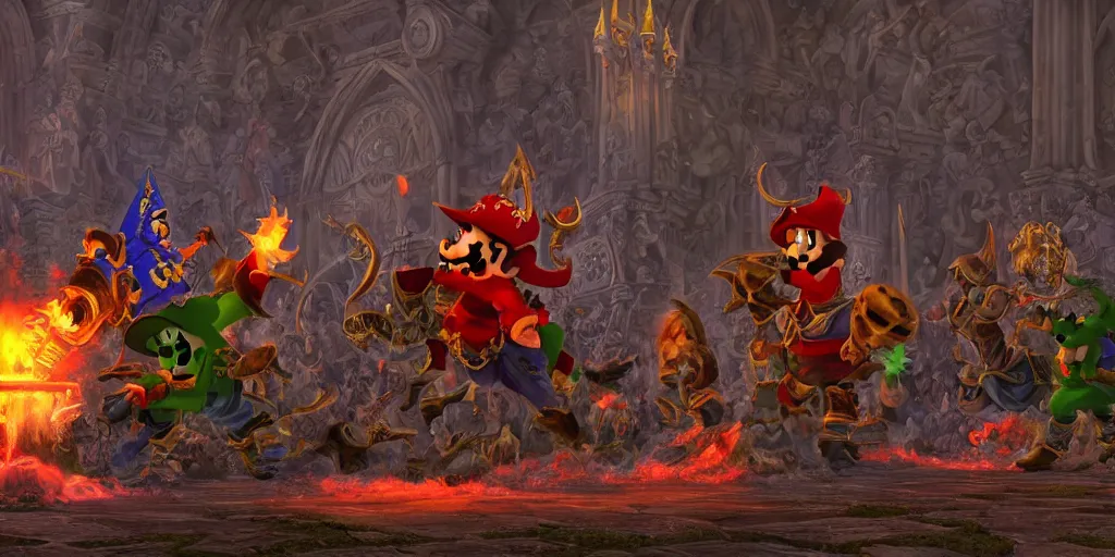 satanists in masonic lodge adoring a Mario Bros Statue | Stable ...