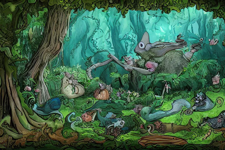 an illustration of lewis carroll's poem : twas | Stable Diffusion | OpenArt