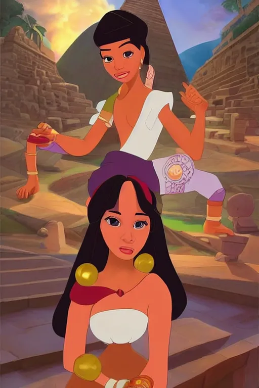 girl Chel from the cartoon the road to Eldorado sits | Stable Diffusion