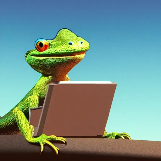 a lizard using a computer, pixar, | Stable Diffusion | OpenArt
