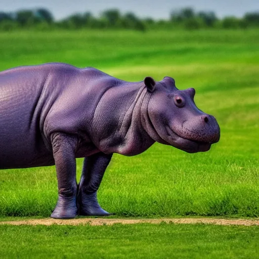 a hippopotamus with angel wings flying over a green | Stable Diffusion ...