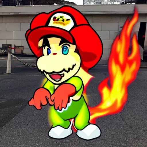 bowser spitting flames in the style of rj palmer | Stable Diffusion | OpenArt