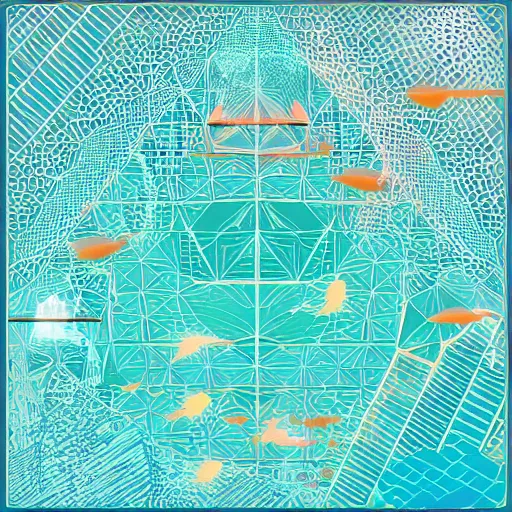 geometric art of an underwater city, made entirely | Stable Diffusion ...