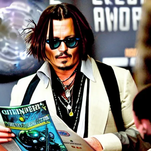 johnny depp reading a cyberfrog comic book | Stable Diffusion | OpenArt