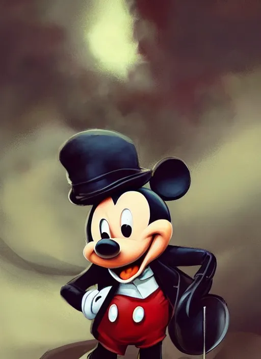 Mickey Mouse wearing a Peaky Blinders outfit and a | Stable Diffusion