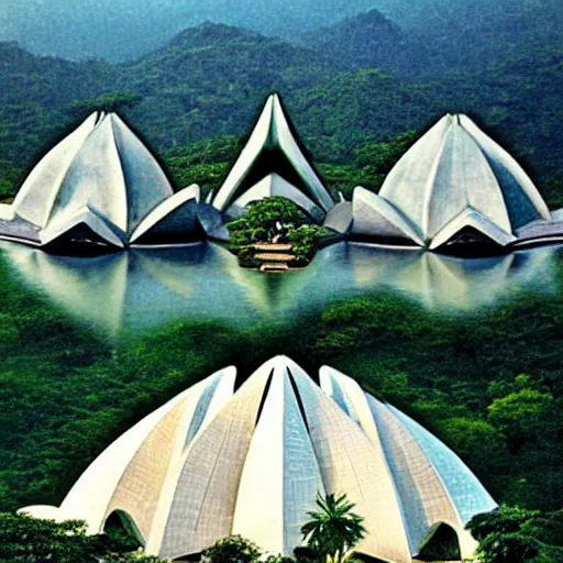 futuristic stone lotus temple in a lush jungle by | Stable Diffusion ...