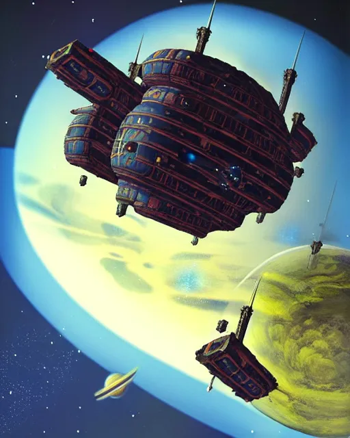 a castle in outer space floating next to a destroyed | Stable Diffusion ...