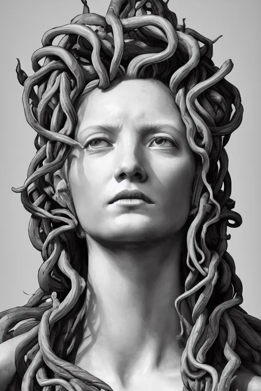 A portrait of medusa as a black and white marble | Stable Diffusion