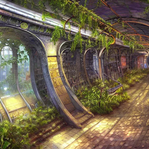 overgrown subway station cryengine render by android | Stable Diffusion