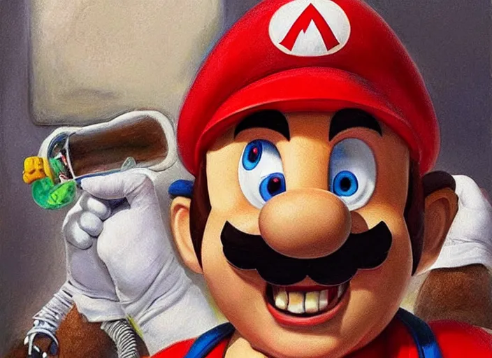 a highly detailed mario portrait of a dentist, james | Stable Diffusion ...