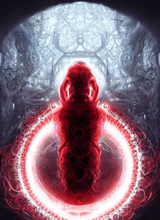 cthonic resonance, red and white fractal glowing eyes, | Stable ...