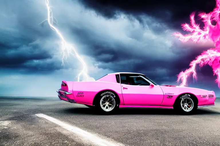 pink pontiac firebird trans - am with flames drawn on | Stable ...
