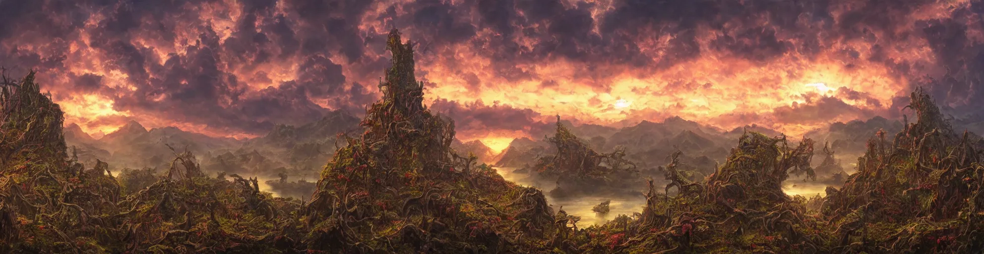 giant snake castle , damaged vine temple , mist over | Stable Diffusion ...