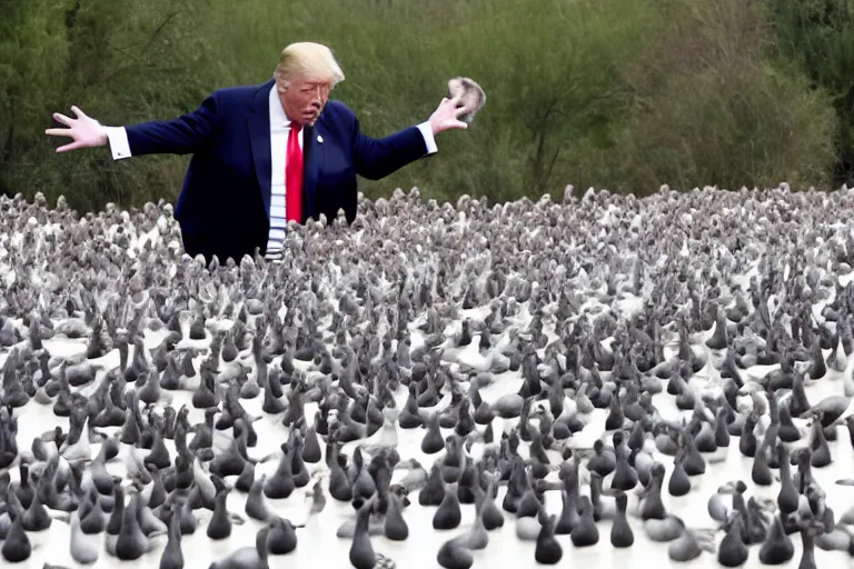 Donald Trump fighting a flock of geese | Stable Diffusion | OpenArt