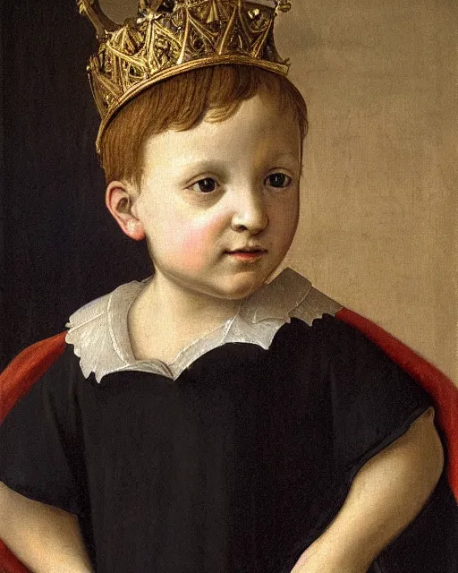 a painting of a young boy wearing a crown, a flemish | Stable Diffusion
