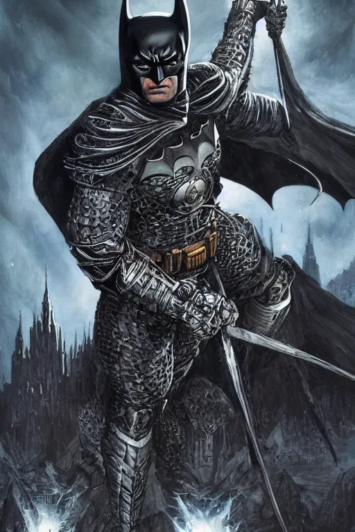 full body concept art of Batman wearing viking armor | Stable Diffusion ...