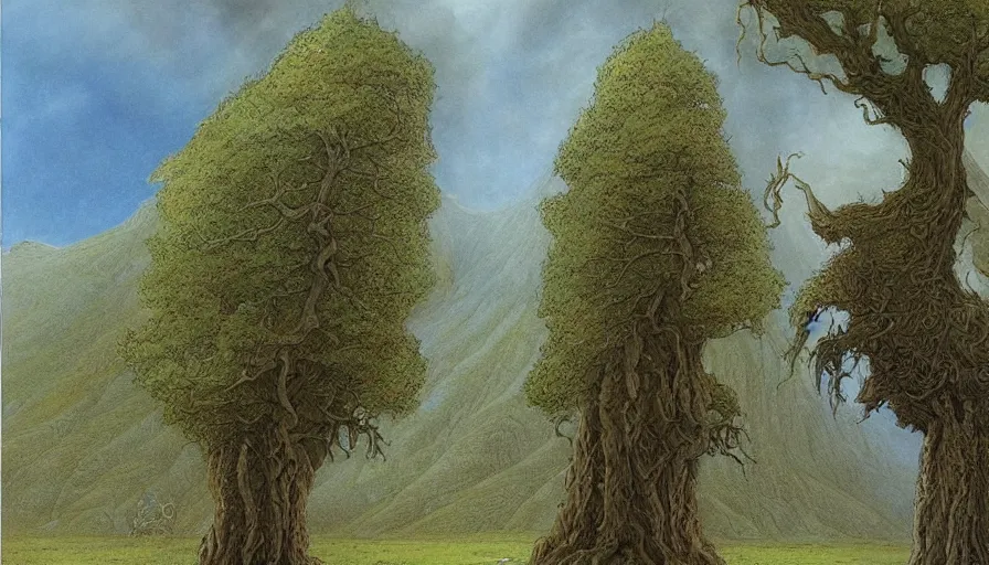 painting by John Howe of the two trees of valinor | Stable Diffusion | OpenArt