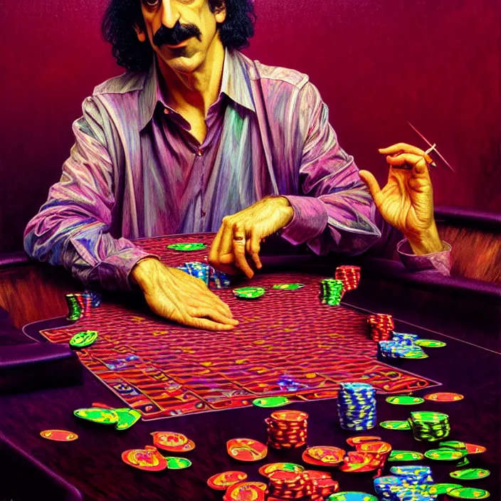 bright psychedelic portrait of frank zappa playing | Stable Diffusion ...