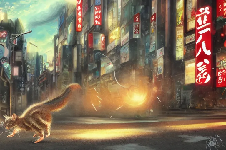 a giant rat chasing a very small kitten in the middle | Stable Diffusion | OpenArt