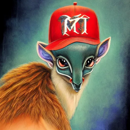 a dik dik monster with tattoos and wearing a baseball | Stable ...
