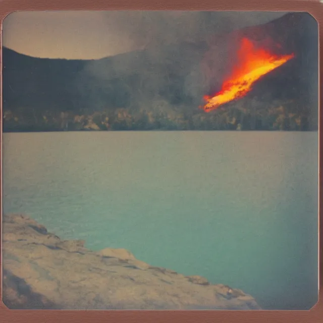 lake on fire, polaroid | Stable Diffusion