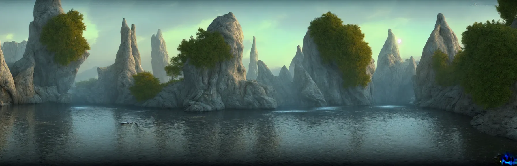 A farcaster portal along the River as described in | Stable Diffusion ...