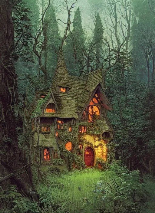 hyper realistic witch cottage rococo in the woods | Stable Diffusion ...