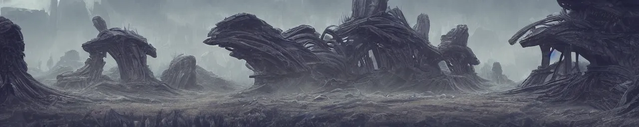 Dystopian alien landscape, mysterious technology | Stable Diffusion ...