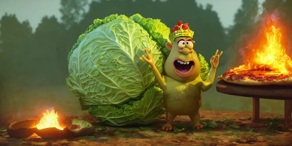 3 d render of cabbage character who is a king, wearing | Stable ...