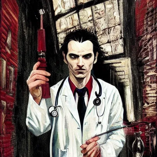 a modern painting of a doctor turned vampire wearing | Stable Diffusion ...