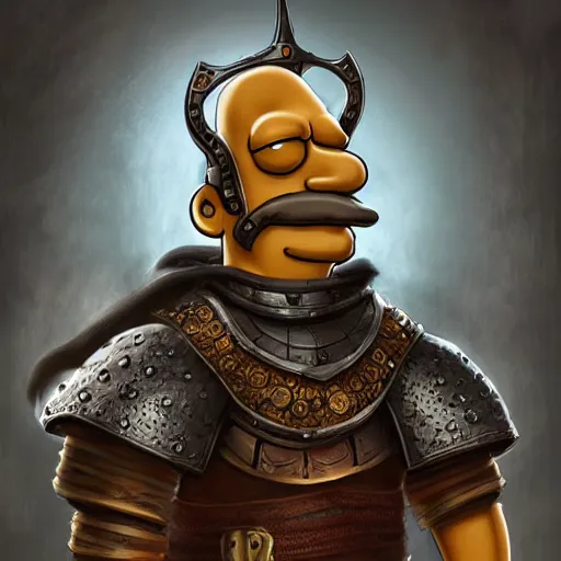 portrait of homer simpson wearing armor, dark fantasy, | Stable ...
