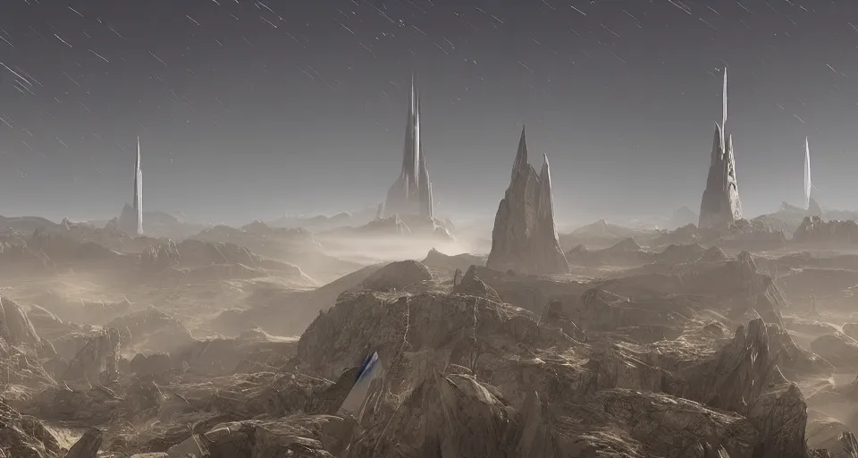 an immense alien industrial spire stretches thousands | Stable ...