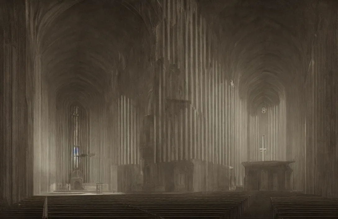 in this church interior, vertical lines suggest | Stable Diffusion ...