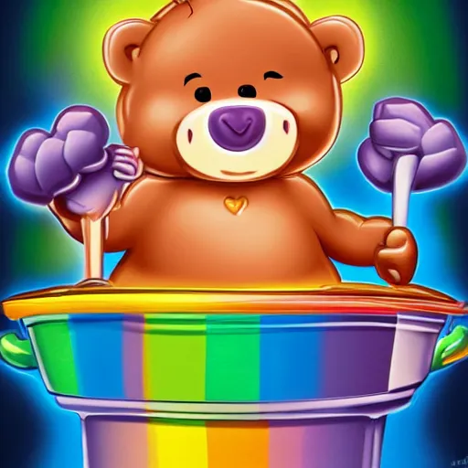 care bears eating spaghetti in bathroom, digital art, | Stable Diffusion | OpenArt