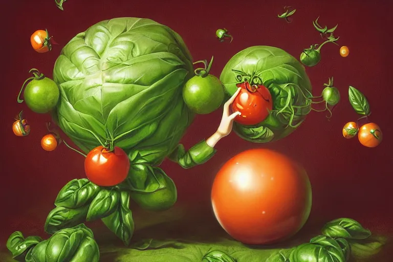 a highly detailed tomato is playing with a ball of | Stable Diffusion ...